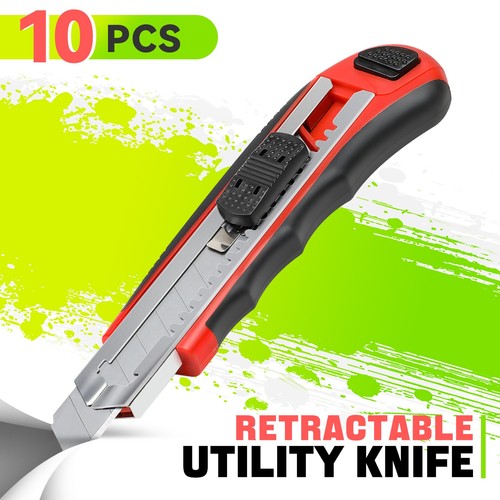 10Pcs Snap-Off Razor Blade Retractable Utility Knife Box Paper Cutter w ...