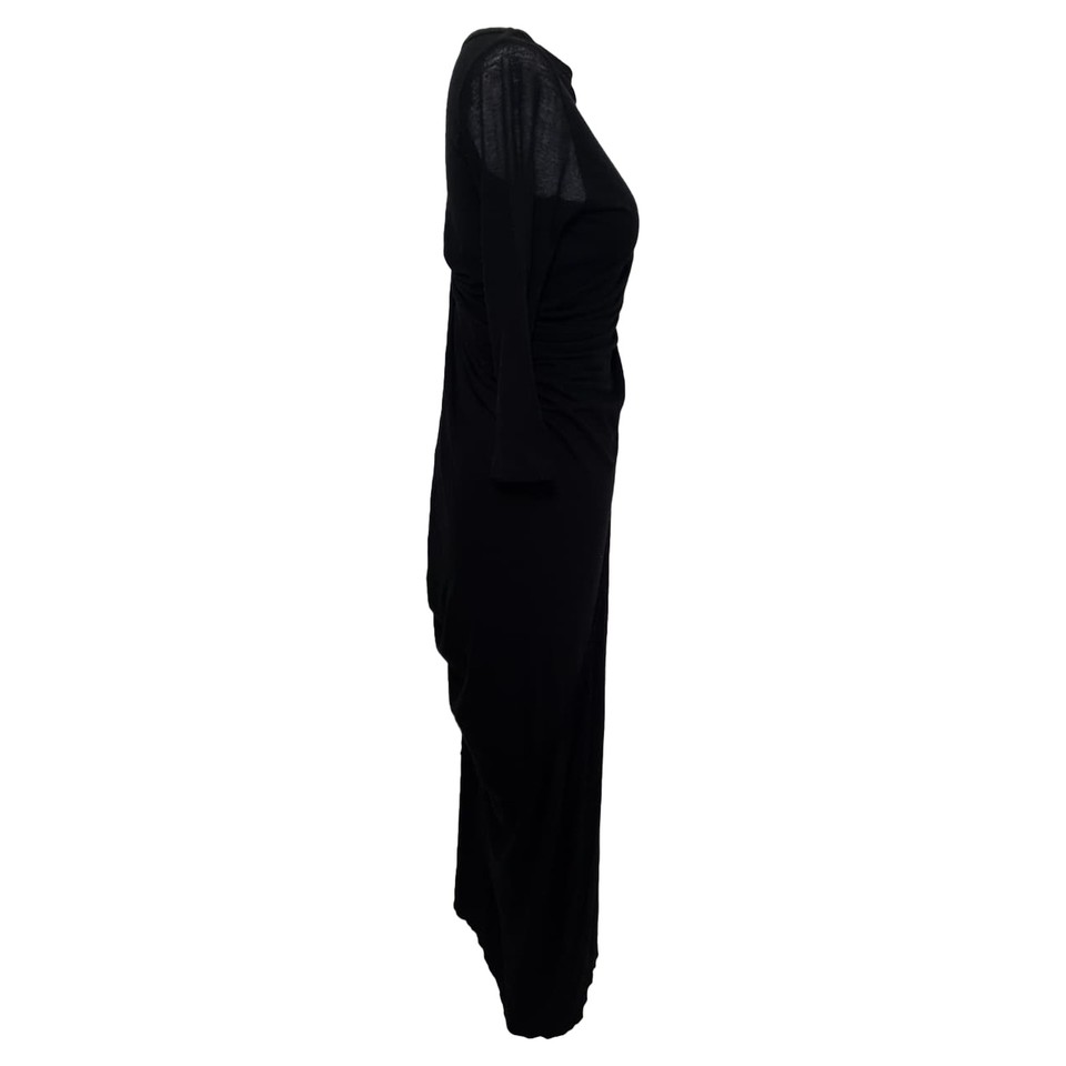 Rick Owens Draped Long Sleeve Maxi Dress In Cotton Women Black Size 48 ...