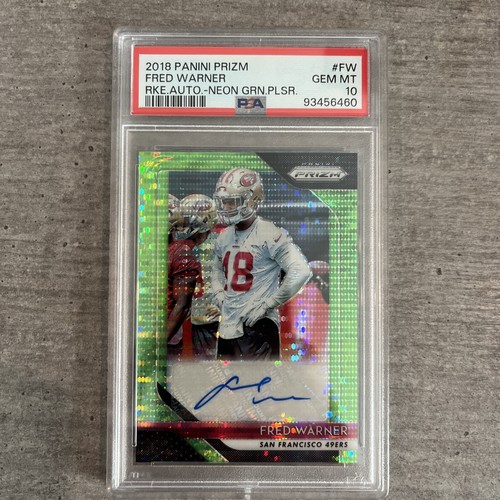 FRED WARNER 2018 PANINI PRIZM NEON GREEN PULSAR AUTOGRAPH RC PSA 10 GEM ...