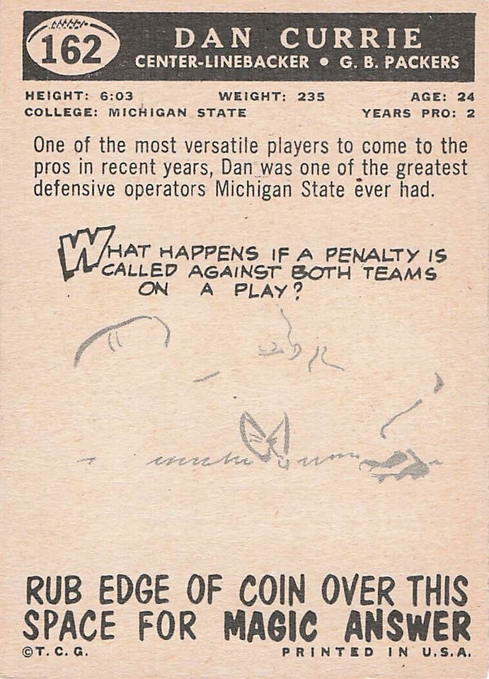 1959 TOPPS FOOTBALL #162 DAN CURRIE | eBay