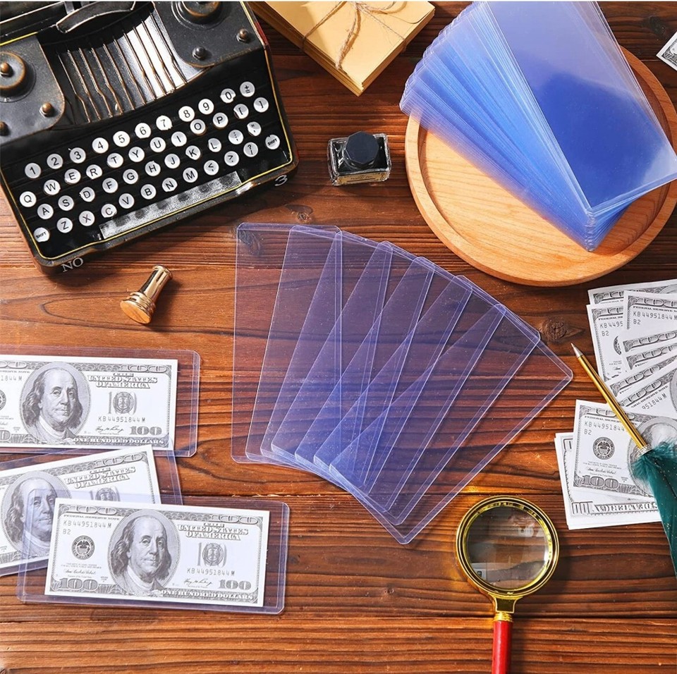 10 Rigid PVC Money Protector Sleeves. Bill Currency Note Holders | eBay