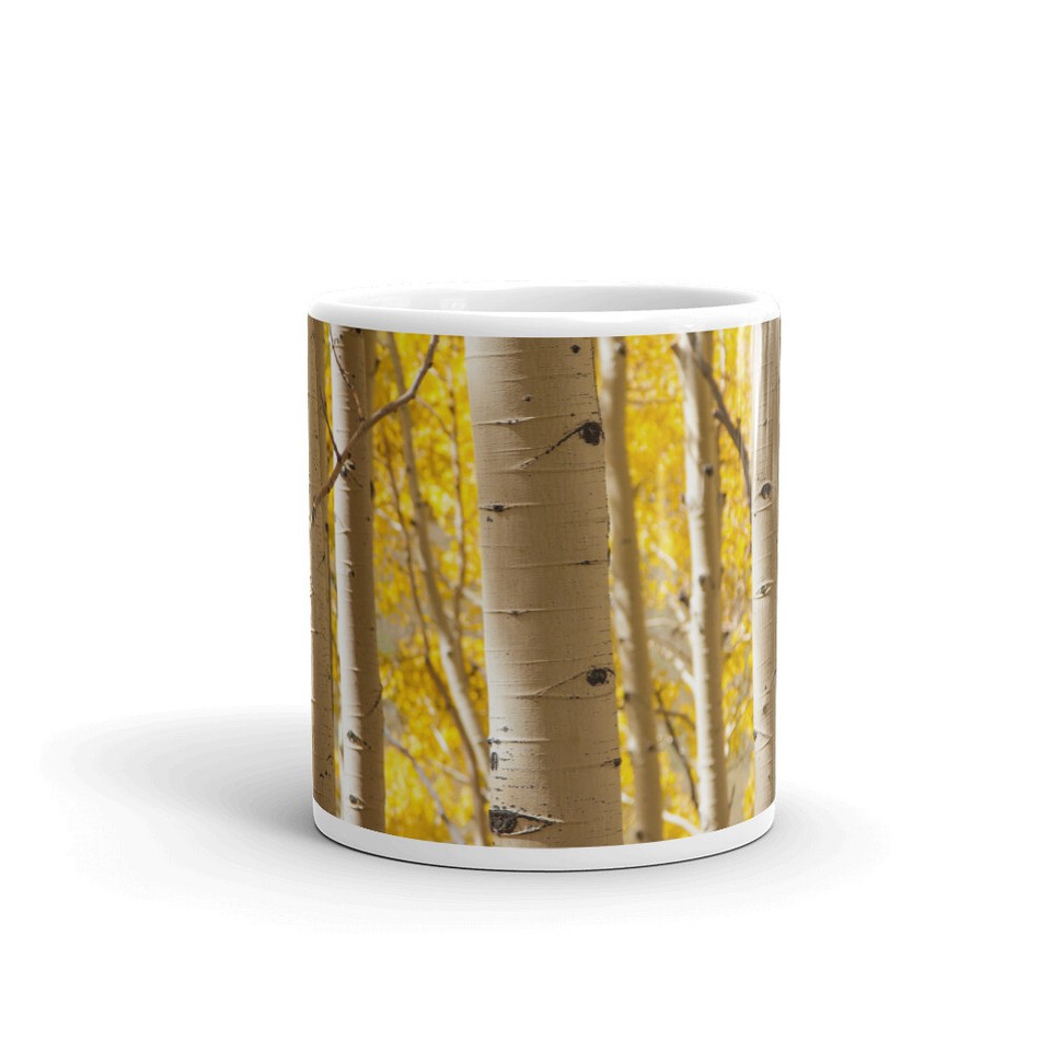 Promotional Art Golden Birch Forest Tree Trunks Cup Gift Coffee Tea ...