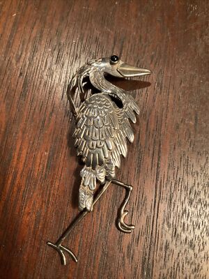 Silver Tone Stork Pin/ Pendant with Swinging Legs | eBay