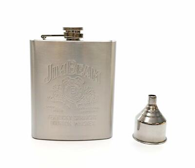 Stainless Steel Jim Beam 7 Oz Alcohol Whisky Hip Flask with Funnel | eBay