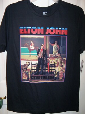 Elton John 1974 Caribou Tour Concert Black Short Sleeve Shirt Mens XXL ...