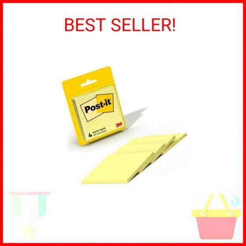 Post-it Notes, 3x3 In, 4 Pads, Canary Yellow, Clean Removal, Recyclable ...
