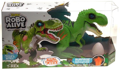 Zuru Robo Alive T-Rex Green Real Life Robotic Pets Sounds Dino Slime ...