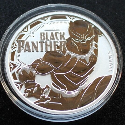 2018 - BLACK PANTHER - MARVEL COMICS SILVER 1 oz coin .999 BU TUVALU ...