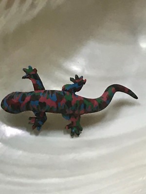 Estate Small Blue Black Pink & Green Swirly Polymer Clay SALAMANDER ...