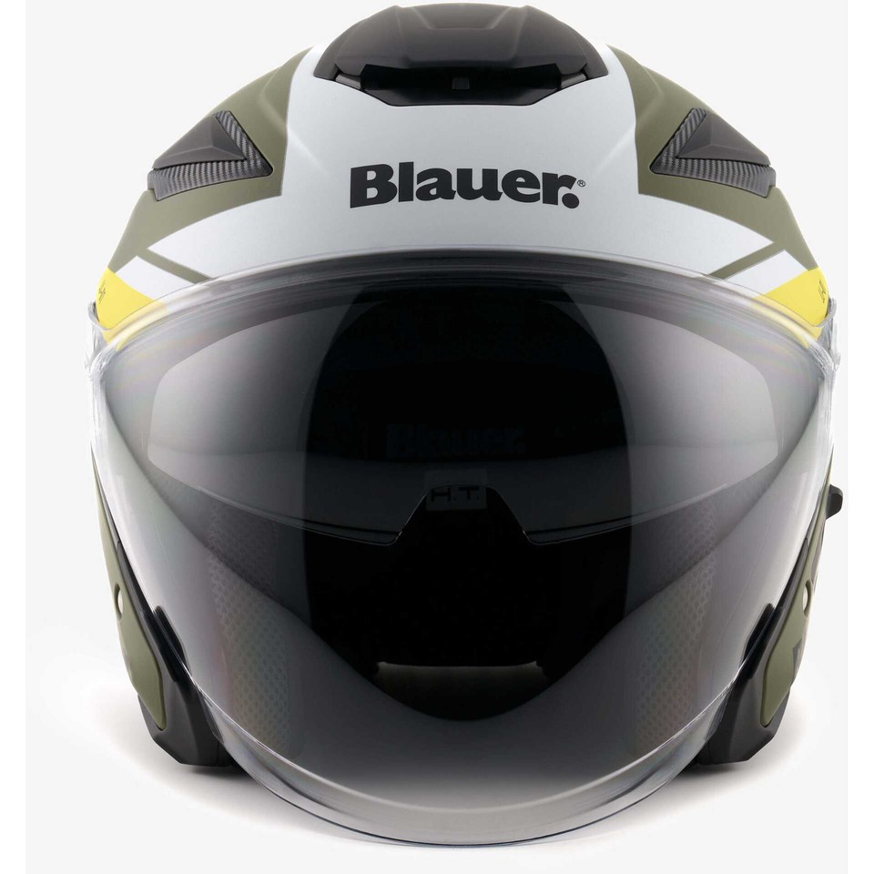 BLAUER JJ01 H67 JET Motorcycle Helmet Black Green Yellow Size L | eBay UK