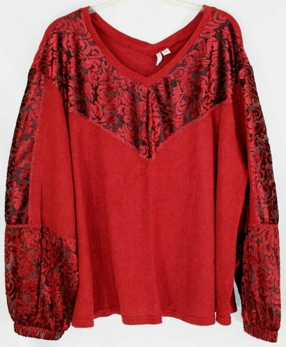 EST 1946 Womens XL Maroon Velvet Knit LS Elastic Cuff So Soft V Neck ...