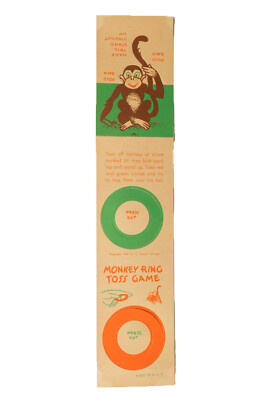 1941 CRACKER JACK PRIZE CARDBOARD MONKEY RING TOSS GAME C. CAREY CLOUD ...