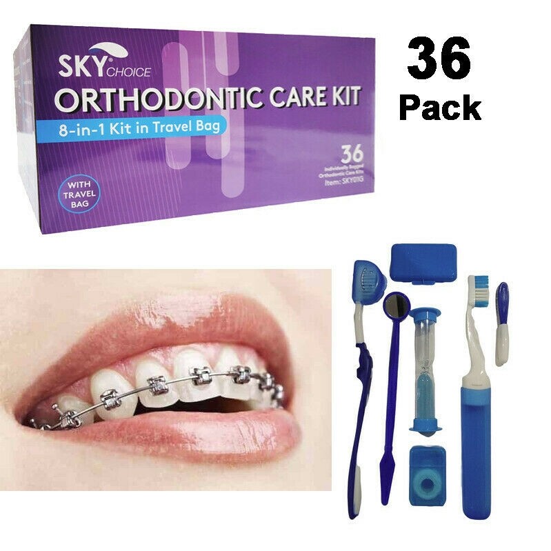 36x (8-pieces) Braces Cleaning Kit Portable Orthodontic Toothbrush Oral ...