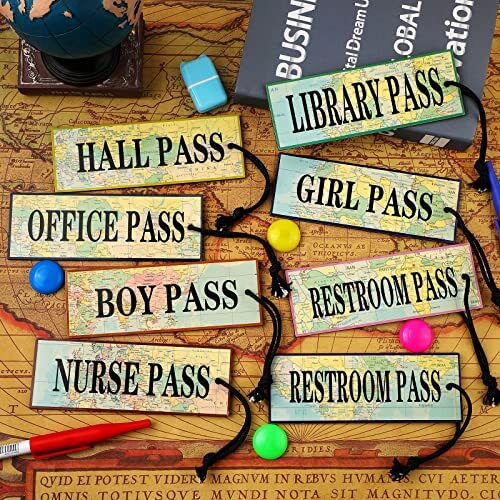 8 Pieces Travel The Magnetic Hall Pass for Kids Classroom Pass Reusable ...