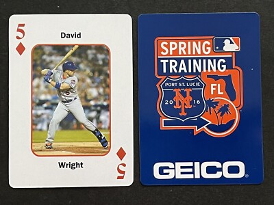 *SCARCE* DAVID WRIGHT ~ 2016 NY Mets Spring Training Playing Card ~ 5 ...