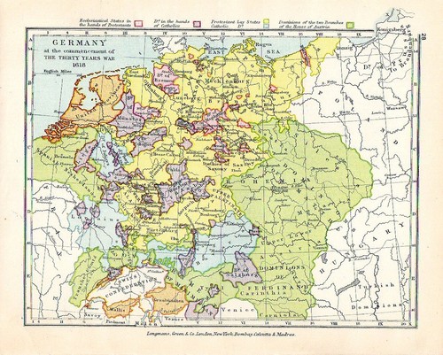 VICTORIAN MAP ~ GERMANY 1618 START OF THIRTY YEARS WAR | eBay