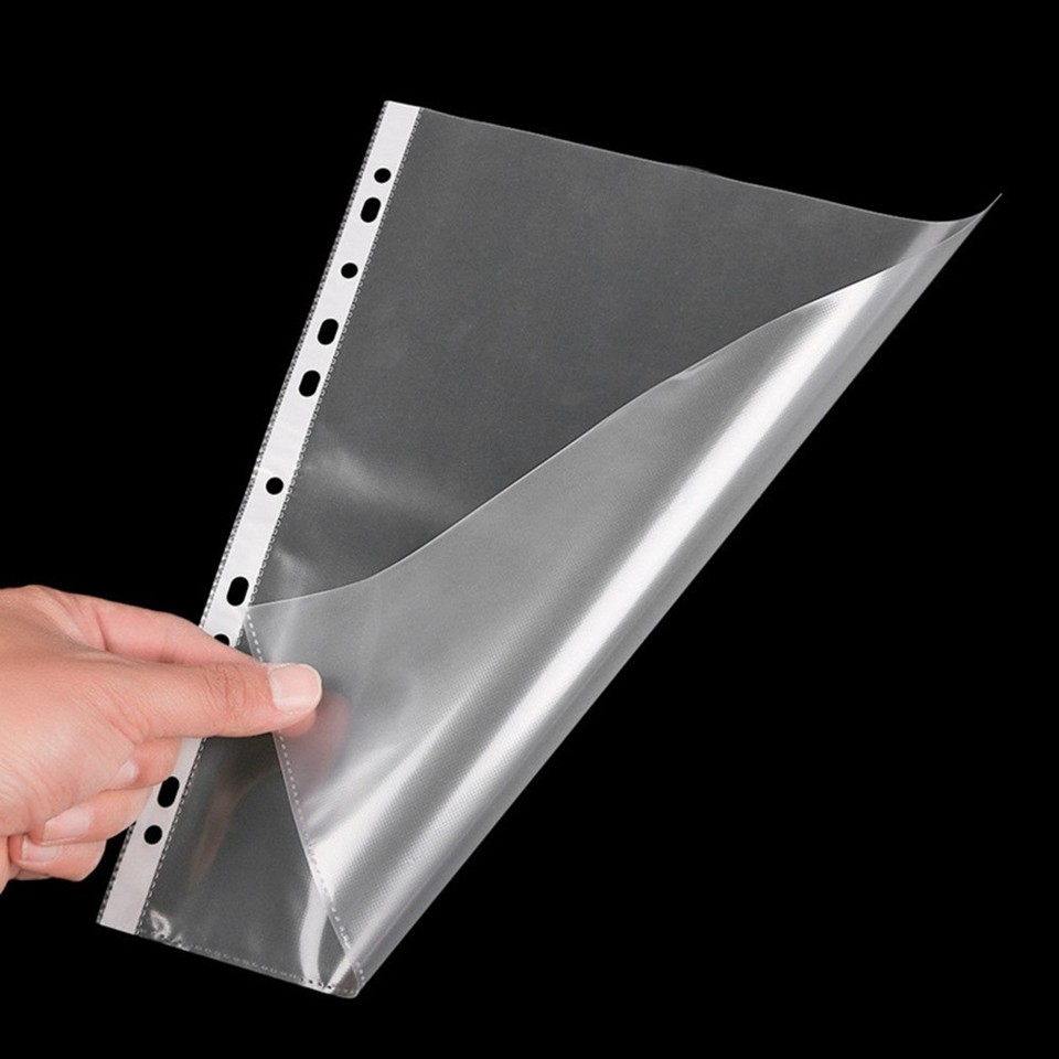 100Pages A4 Punched , Clear 11-Hole Sheet Protector Binder File ...