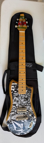 Custom Volcom Electric Guitar Made from Skateboards, Colorful Layers of ...