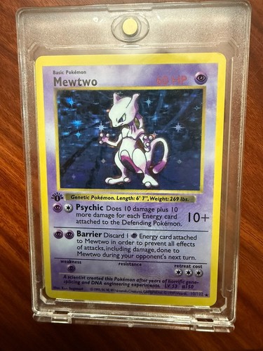 1999 First Edition Shadowless Base Set Mewtwo HOLO Pokémon Card 10/102 ...