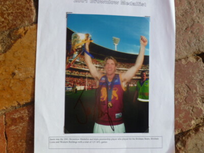 JASON AKERMANIS PERSONALLY SIGNED BRISBANE LIONS PREMIERS AFL PHOTO 7X5 ...