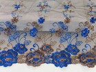 Royal Blue & Brown Embroidered Tulle Lace Trim /Sewing/Bridal/Crafts/10 ...