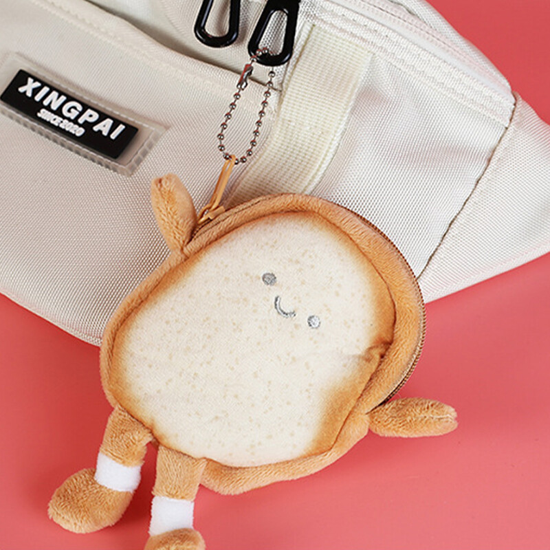 Kawaii Toast Plush Coin Purse Creative Cute Bread Coin Bag Pendan SFB ...