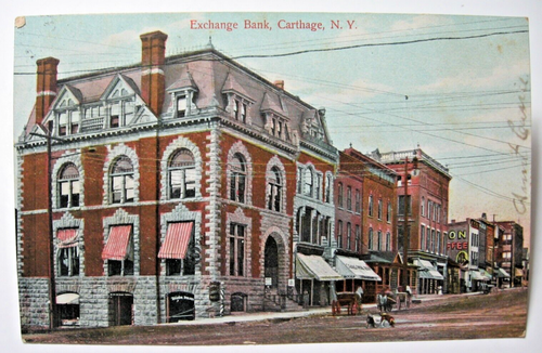1907 Exchange Bank and Business Sector, Carthage, N.Y. Postcard | eBay