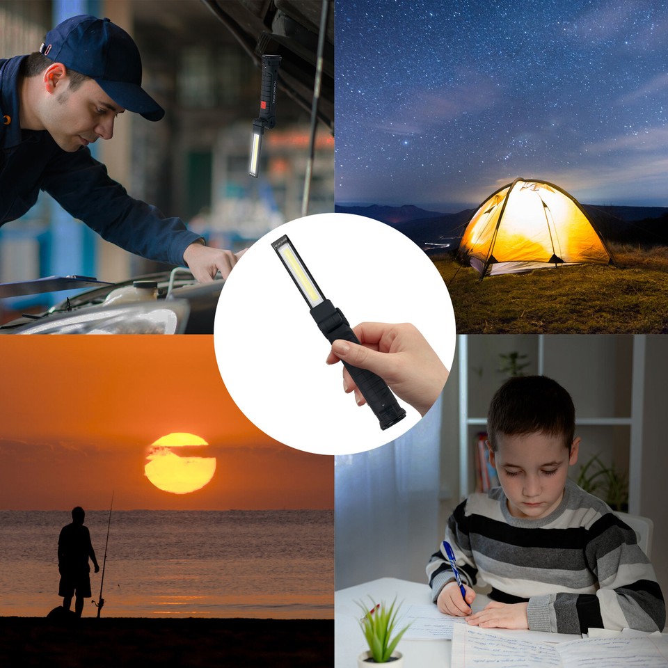 2 Pack Magnetic Base LED COB Work Light Rechargeable Mechanic Torch ...