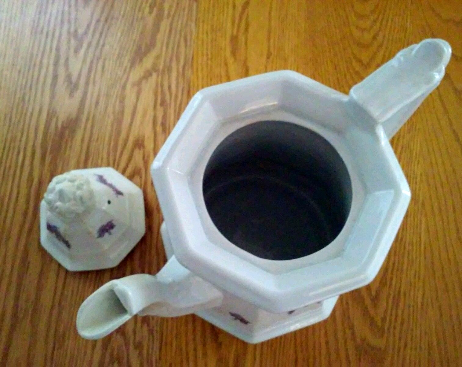 Chelsea Ware Antique Coffee Pot White Embossed Lavender Grape Pattern E ...