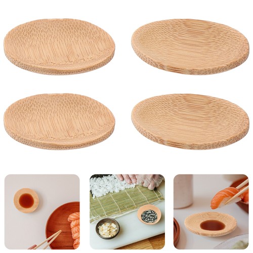 12 Pcs Bamboo Disc Soy Sauce Bowls Japanese Dish Dipping Cups Resuable ...