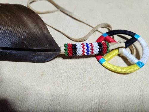 Native American Choctaw Beaded Feather. Afghanistan Campain ribbon. | eBay