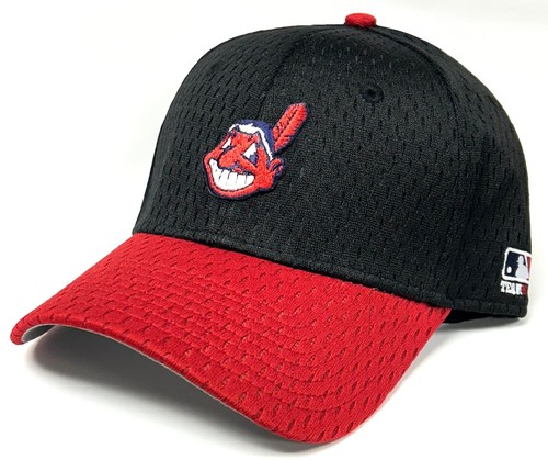 Cleveland Indians MLB OC Sports Black Chief Wahoo Hat Cap Stretch Fit ...