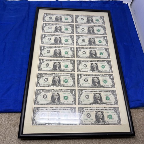 Uncut Sheet Of 16 Federal Reserve Note One Dollar Bills 1985 998xxxxx ...