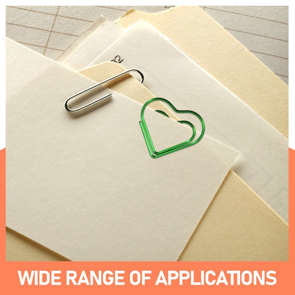 100 Pcs Cute Love Heart Paper Clips Office Document Decorative ...