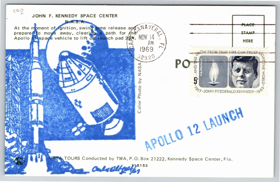 John F Kennedy Space Ctr FL~Aerial Apollo 12 Launch~Back Stamp~1969 ...