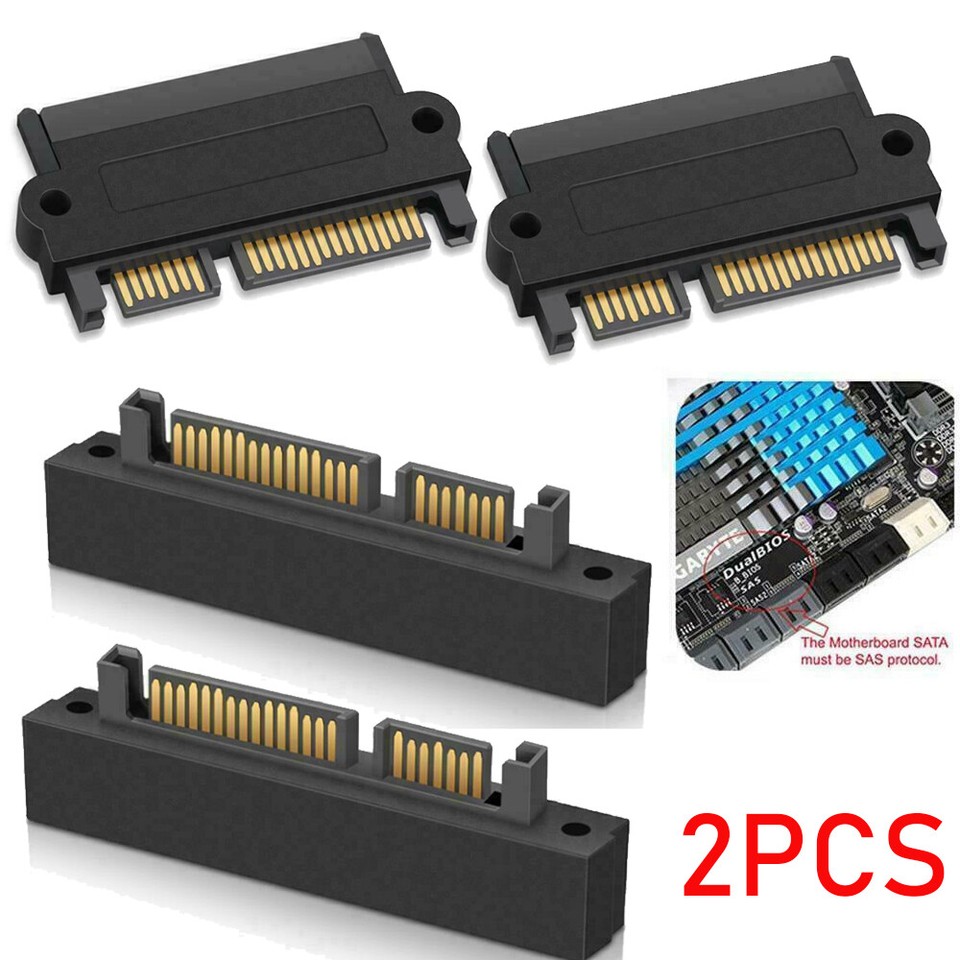 2x SFF-8482 Computer Cable Connectors SAS to SATA 22 pin HDD Raid ...