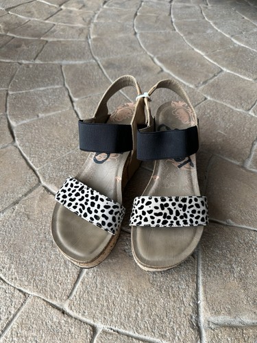 OTBT Bushnell Sandals Shoes Womens Size 8 Brown Black Leather Cheetah ...