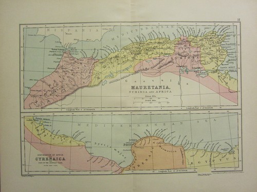1904 MAP OF ANCIENT HISTORY ~ MAURETANIA NUMIDIA & AFRICA ~ CYRENAICA ...