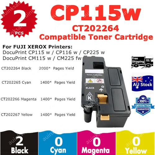 2 Non-OEM Toner Black CT202264 For Fuji Xerox DocuPrint CM115w CP115w ...