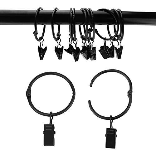 40 Pack Openable Curtain Rings with Clips Metal Hangers Ring 1.5 inch ...