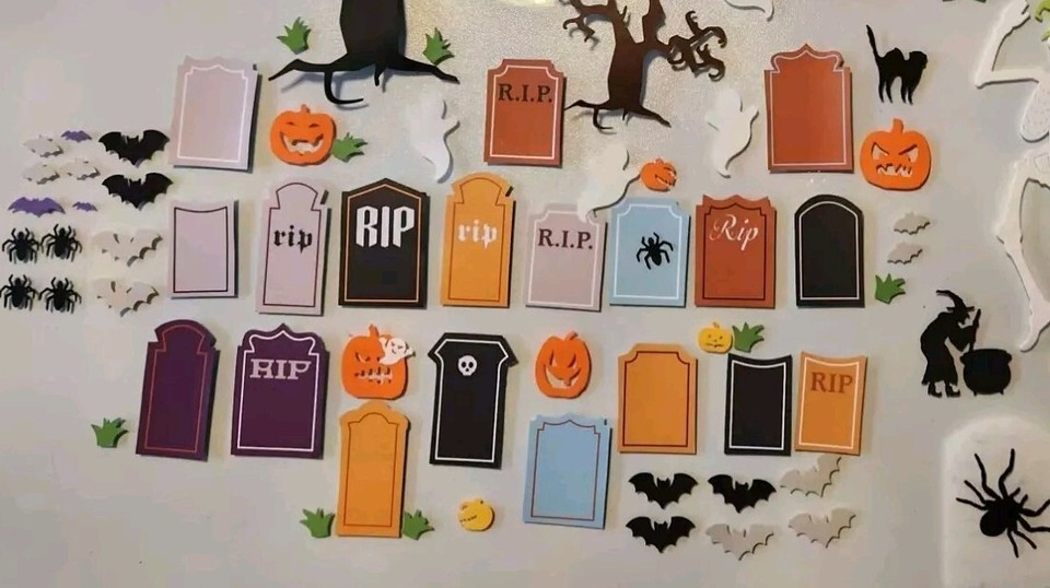 Halloween Scrapbook Punch out Pumpkin Ghost Skeleton Bat Spiders Cats ...