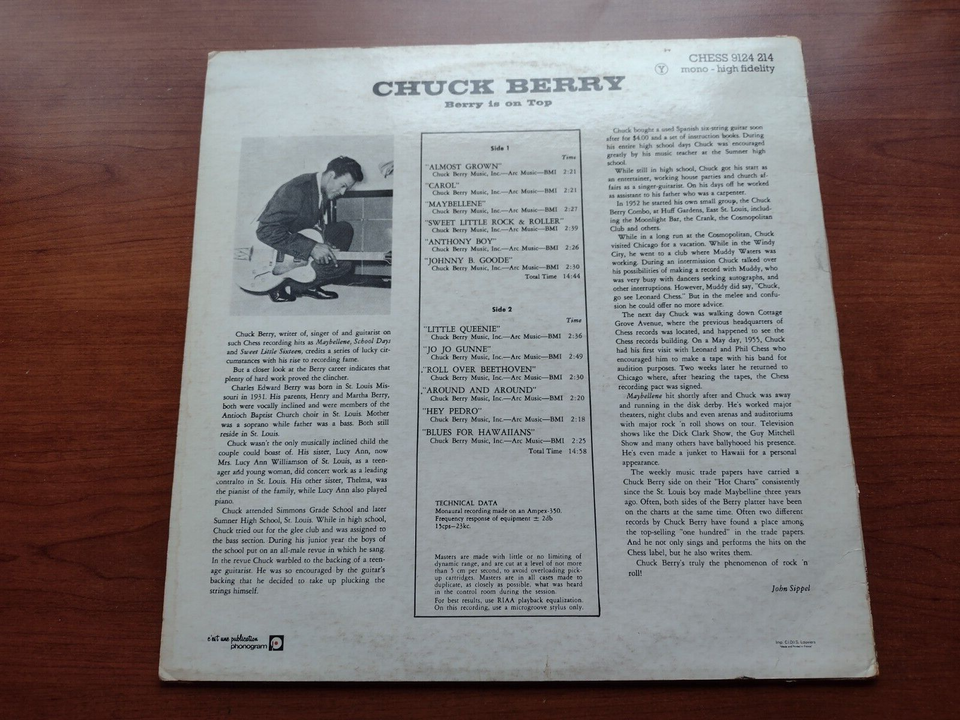 FRANCE!!! CHUCK BERRY Berry is on Top 1978 Reissue CHESS 9124 214 LP | eBay