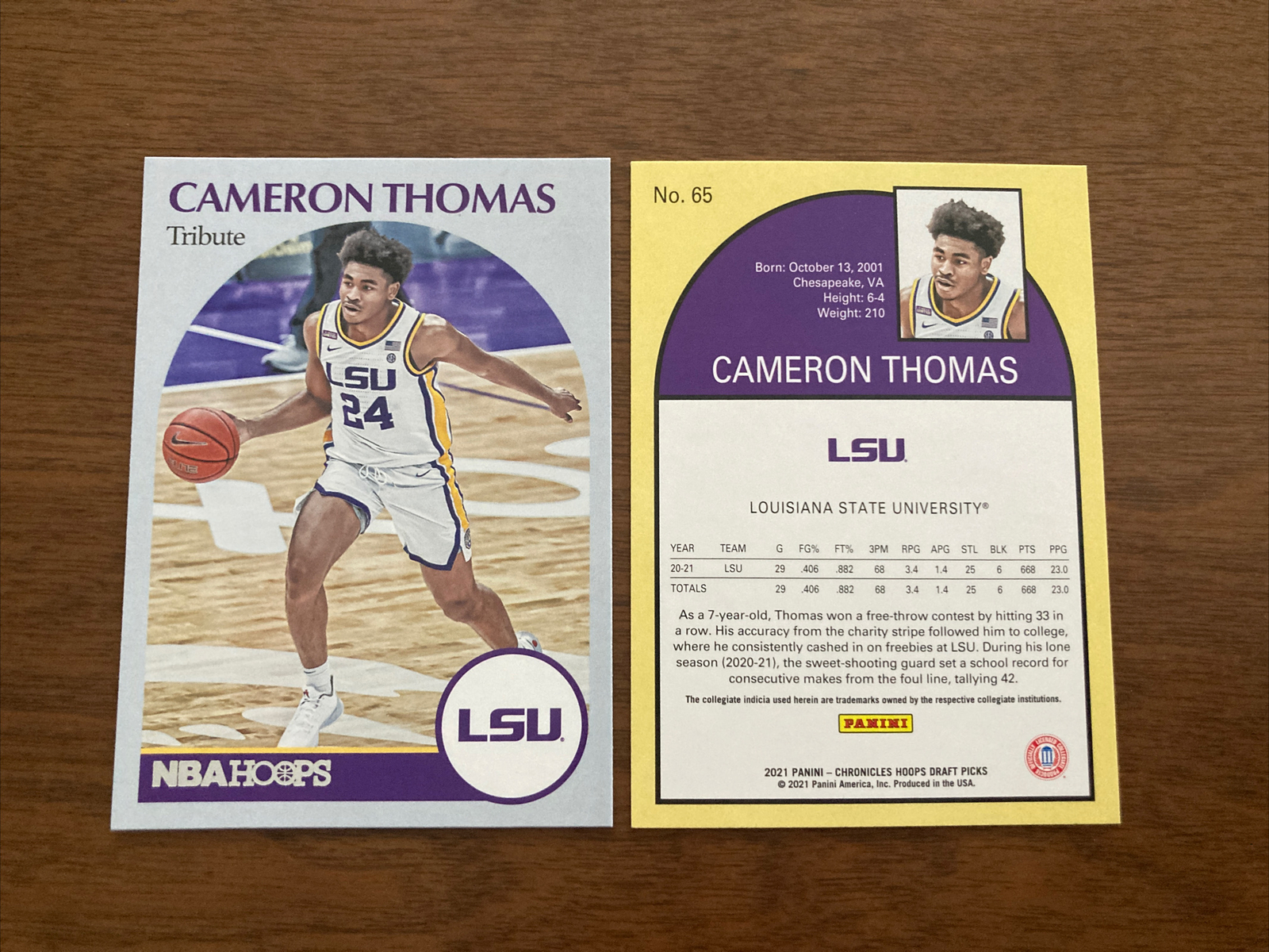 Cameron Thomas 2021 Panini Tribute RC Rookie Brooklyn Nets LSU Tigers ...