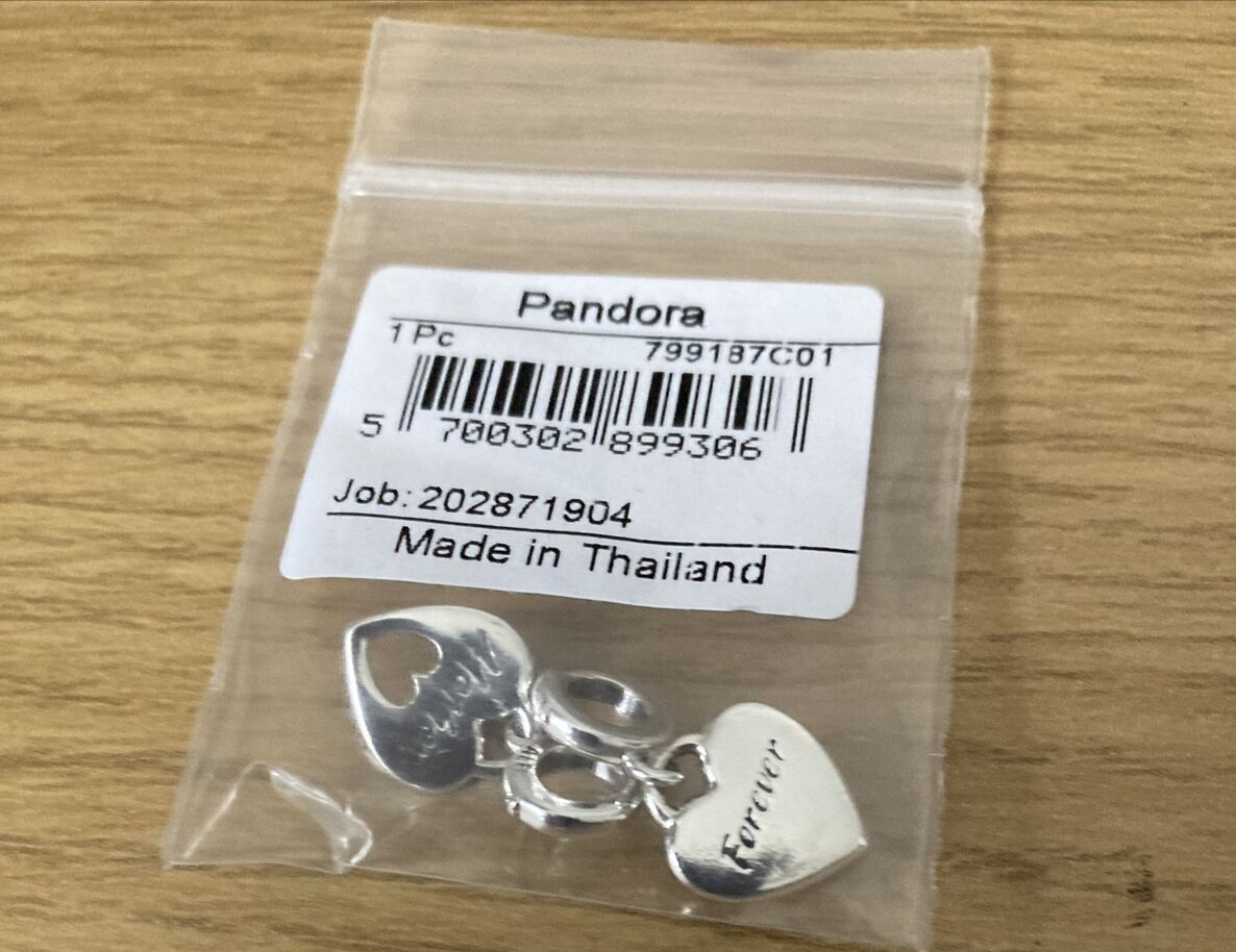 PANDORA 799187C01 Double Heart Split Dangle Charm S925 Ale for sale ...
