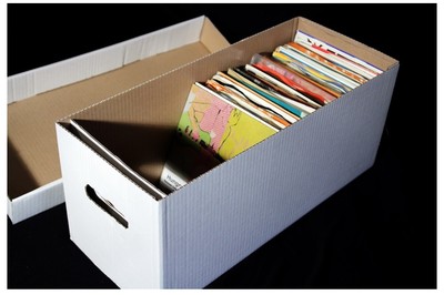 2 x 7" RECORD STRONG CARDBOARD ARCHIVE BOX AND LID - HOLDS 200 VINYL ...