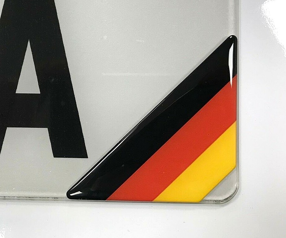 2 x German Flag Corner Number Plate Stickers - HIGH GLOSS DOMED GEL ...