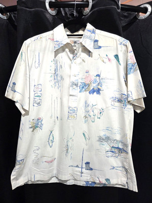 Rayne Spooner Hawaiian Shirt - Mens Large - Fishing Theme | eBay