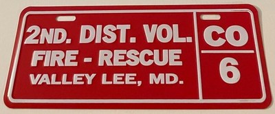 2nd District Volunteer Fire Department Rescue License Plate Co. 6 ...