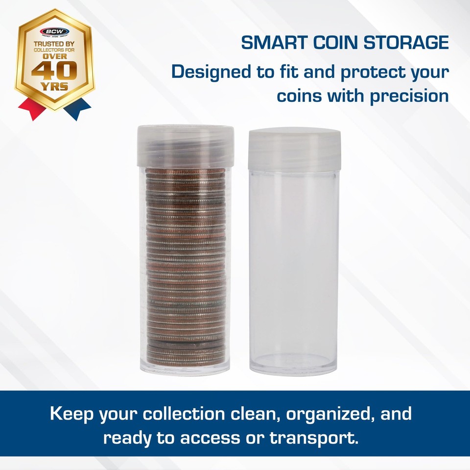 Quarter Coin Storage Tubes 100 ct Archival Quality Plastic Coin Holders ...