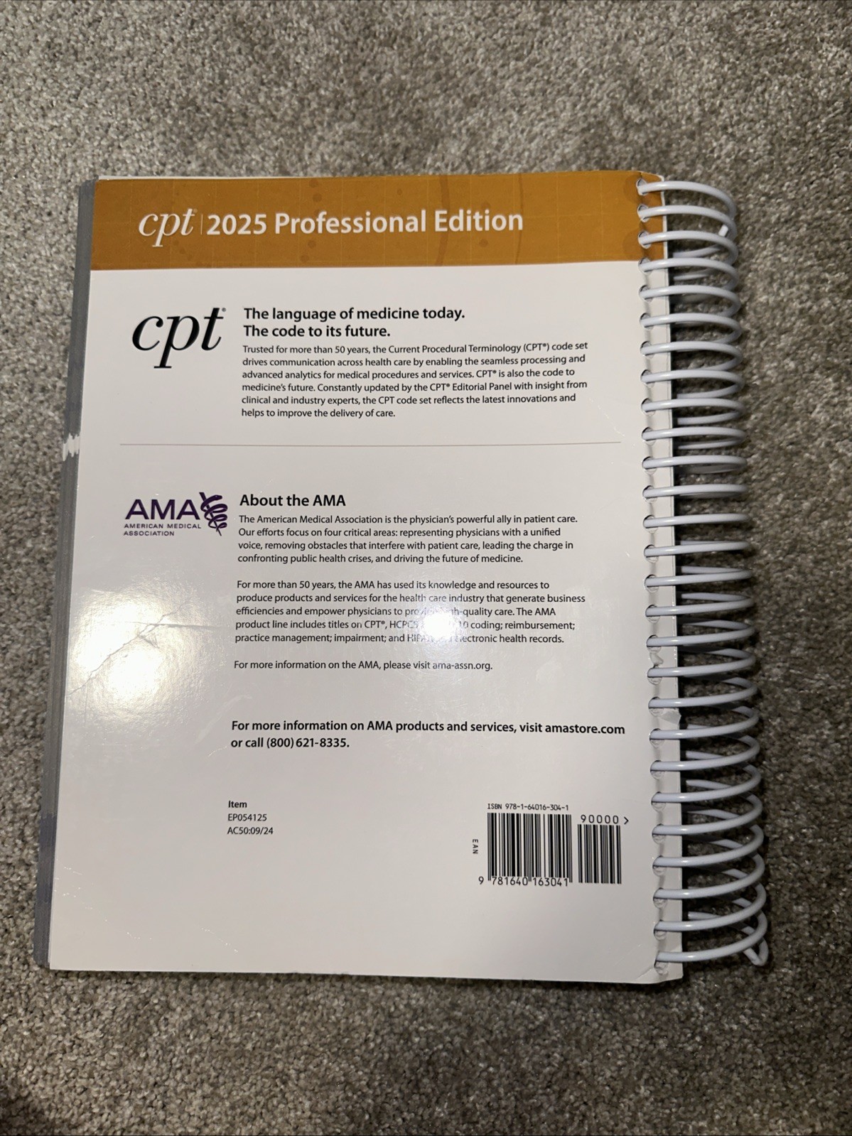 CPT Professional 2025 by American Medical Association (2024, Spiral ...